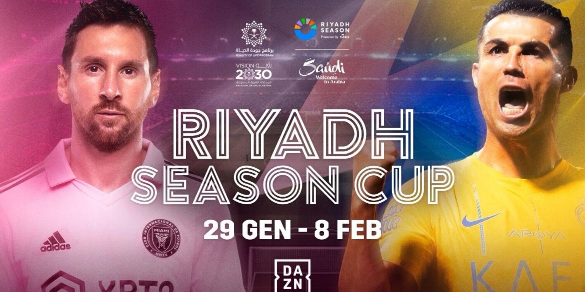 La grande sfida tra Ronaldo e Messi gratis su Dazn. Ma CR7 è ko