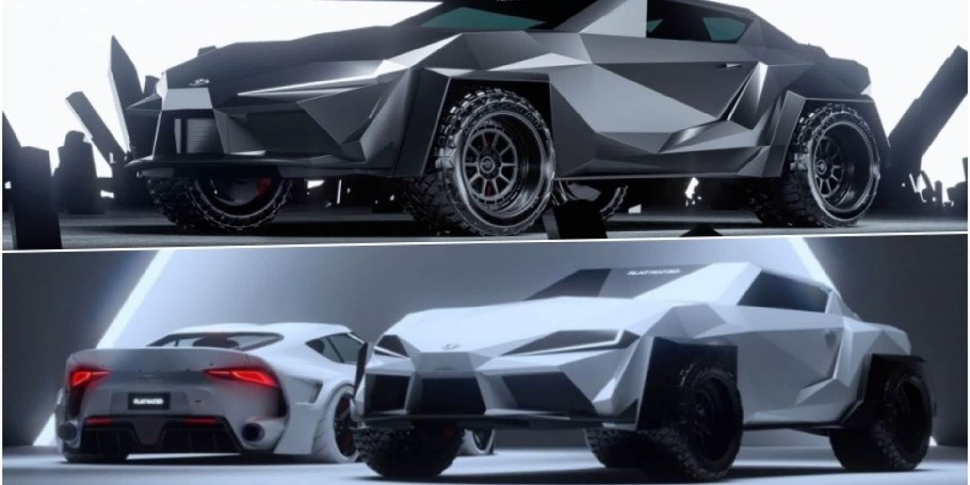 Toyota Supra by FlatHat 3D, tre rendering per trasformarla in Batmobile