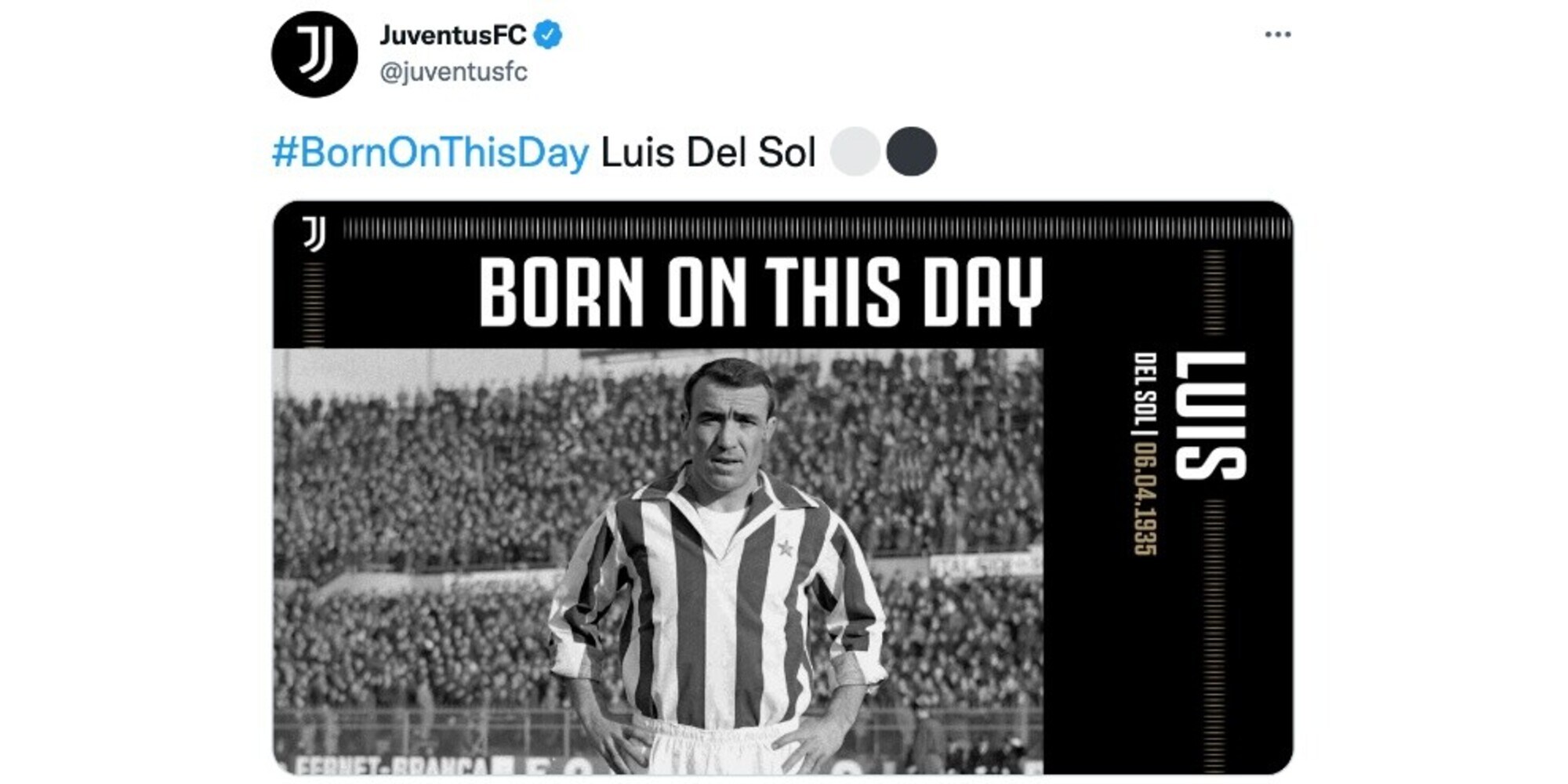 La Juve ricorda Luis Del Sol: avrebbe compiuto 87 anni