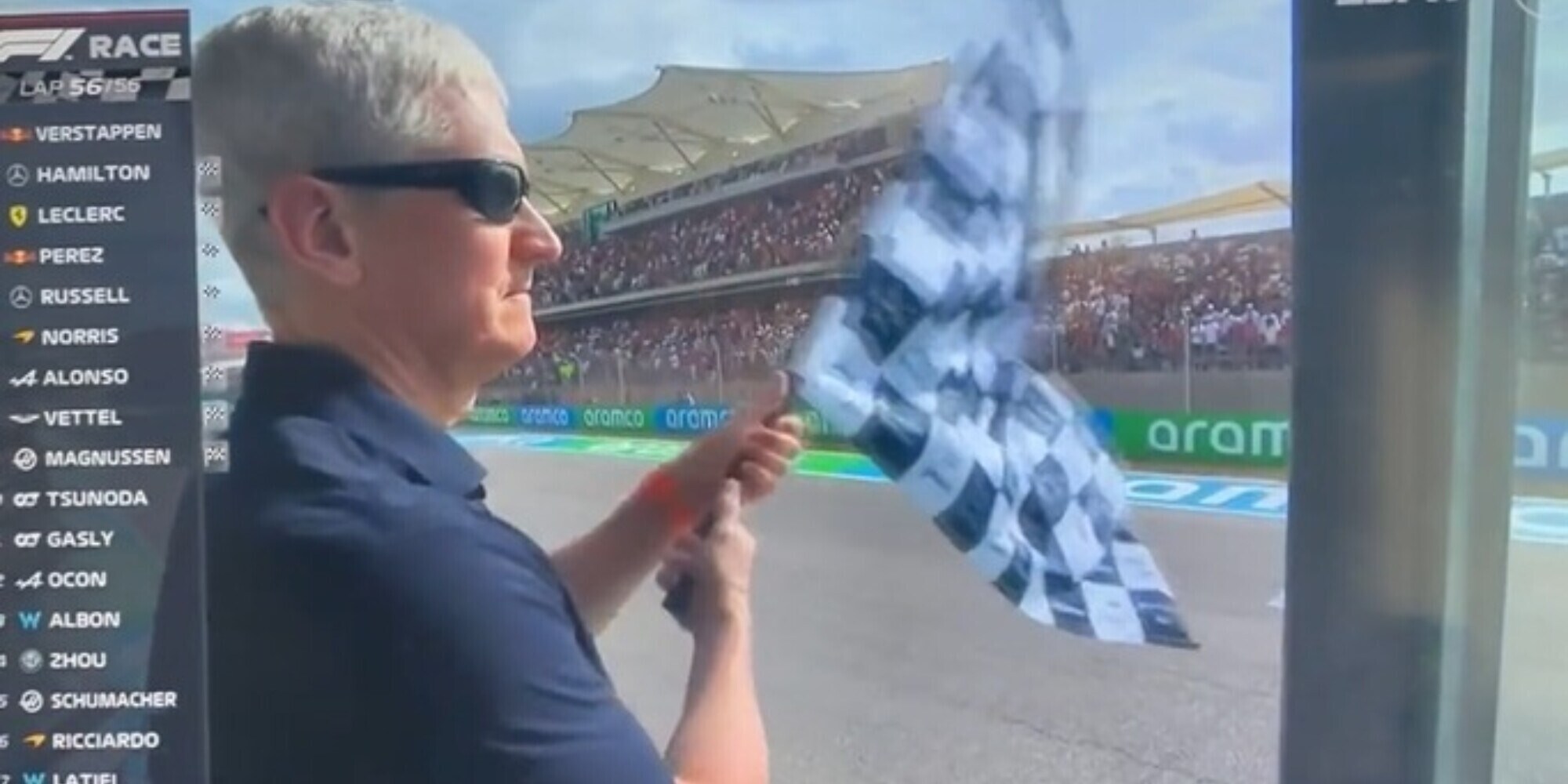 F1 Usa: Tim Cook, il Ceo di Apple e la bandiera a scacchi più noiosa ...