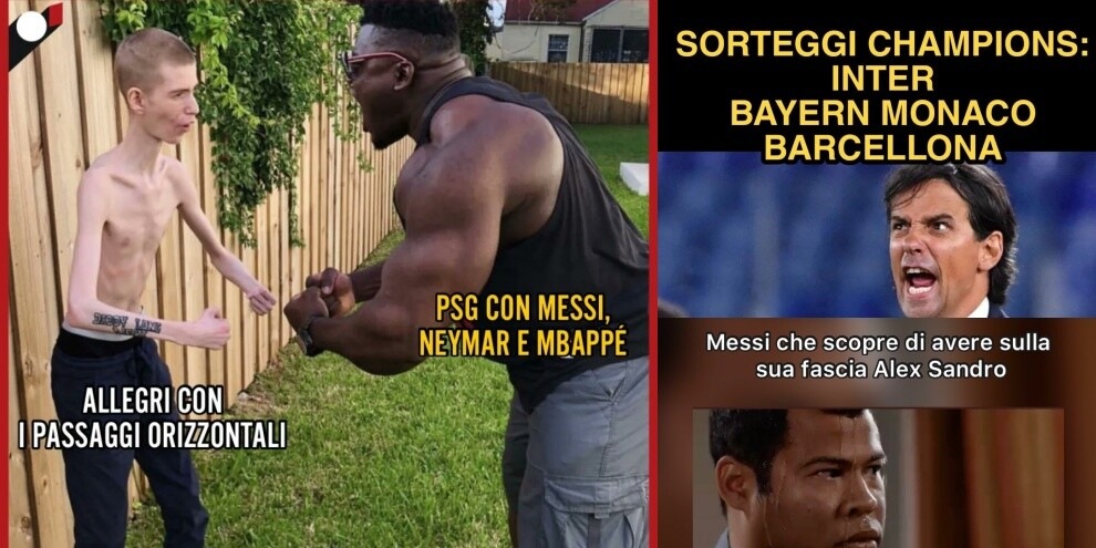 Champions, la Juve pesca il Psg, l'Inter Bayern e Barcellona: meme e ...